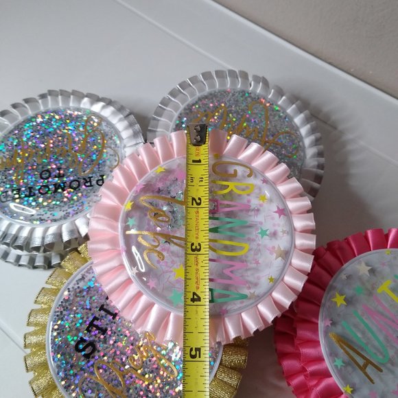 Jewelry | Set Of 1 Fun Baby Shower Large Glitter Bubble Pins | Poshmark